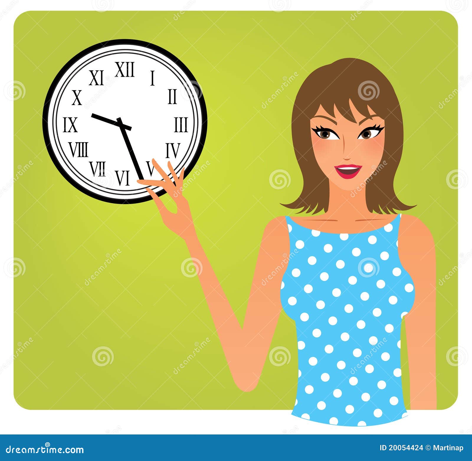 Woman with clock stock vector. Illustration of clock - 20054424