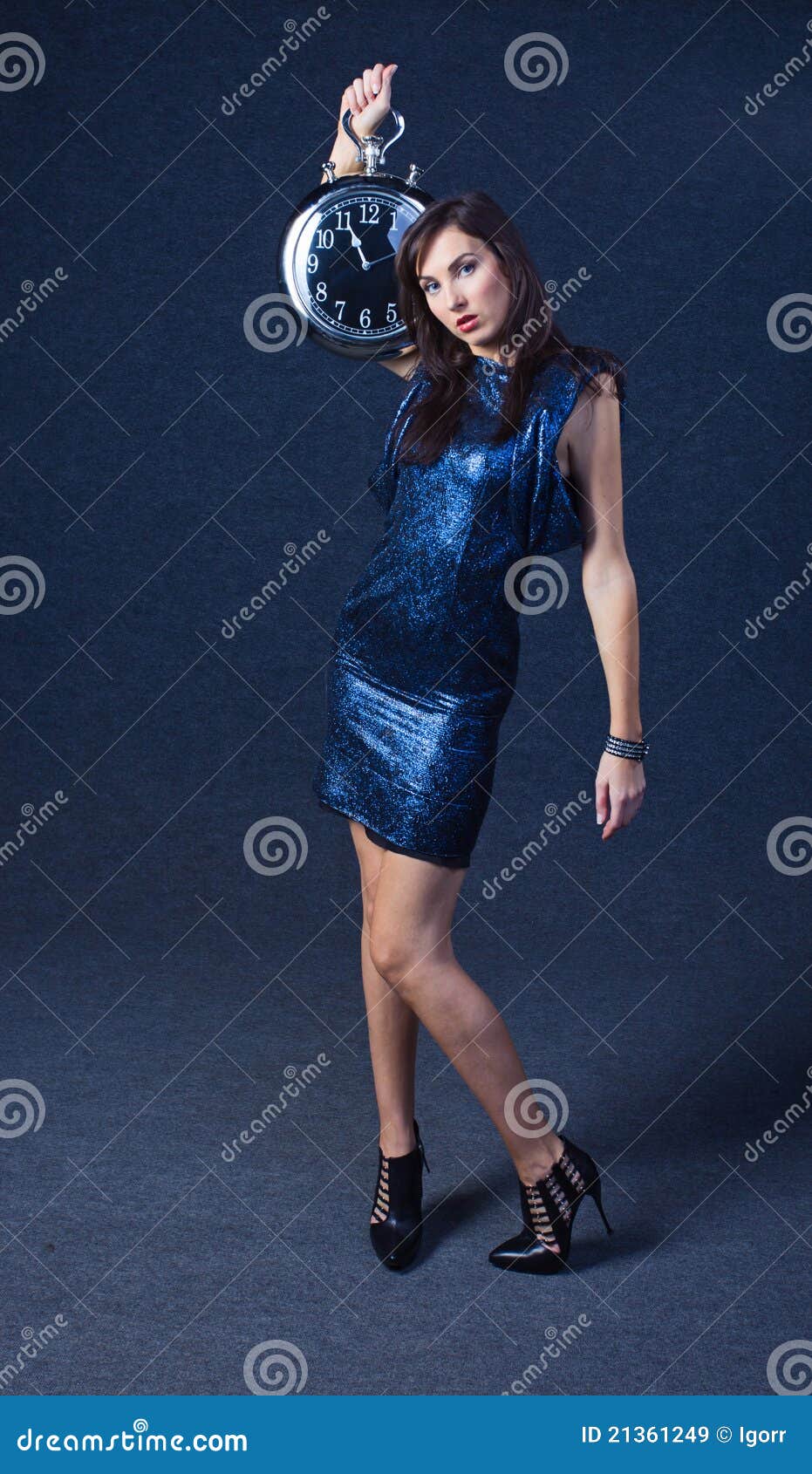 Woman with clock stock image. Image of caucasian, elegance - 21361249