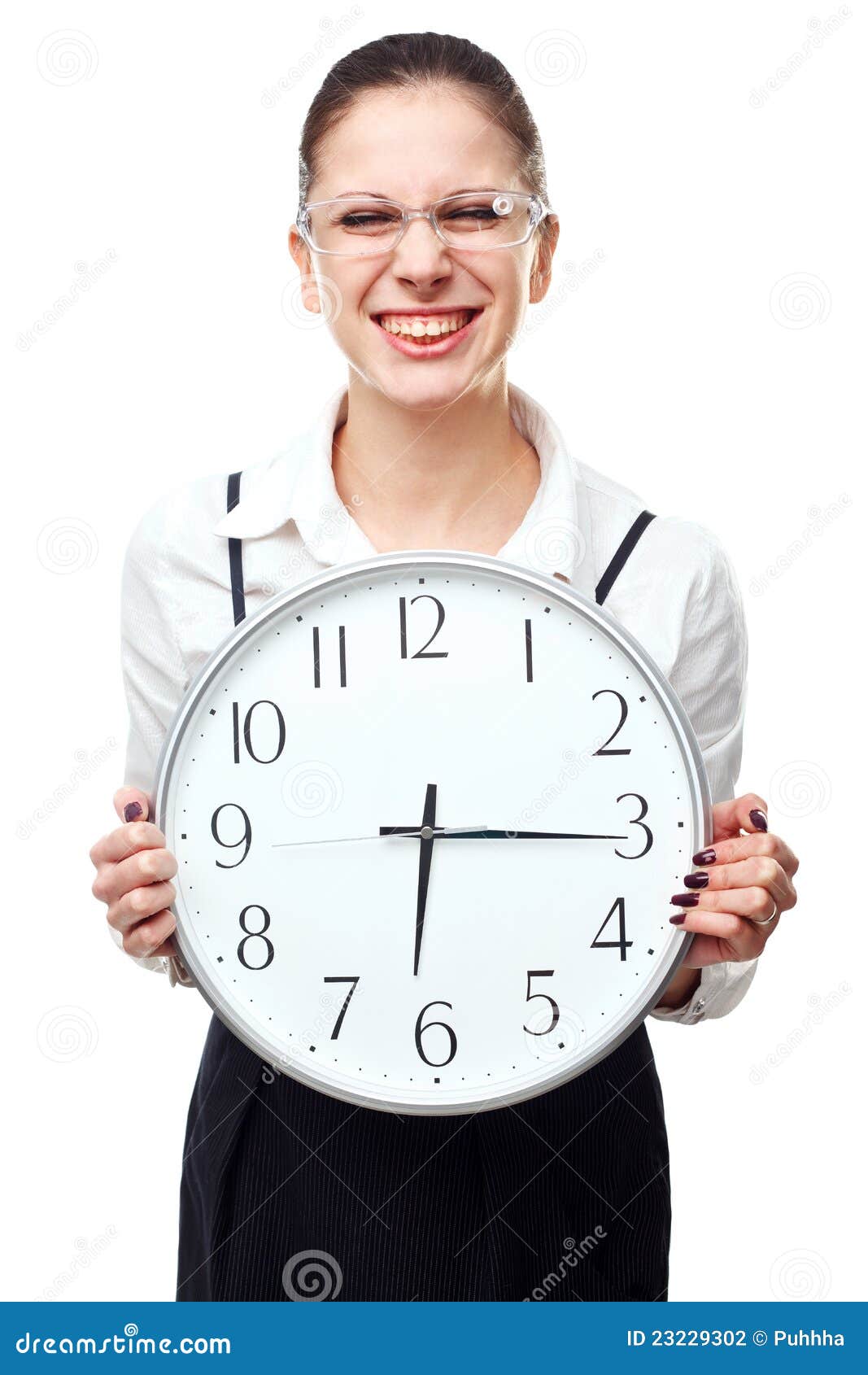 Woman with clock stock photo. Image of people, looking - 23229302