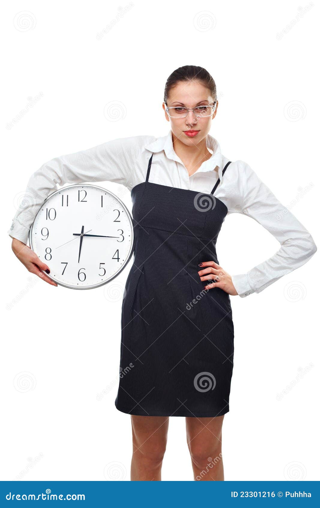 Woman with clock stock photo. Image of lady, clock, beautiful - 23301216