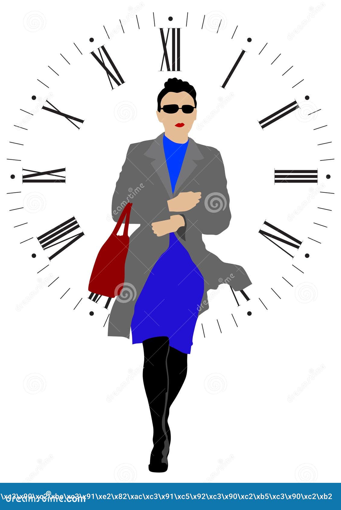 Woman and clock stock vector. Illustration of hand, fashionable - 23579399