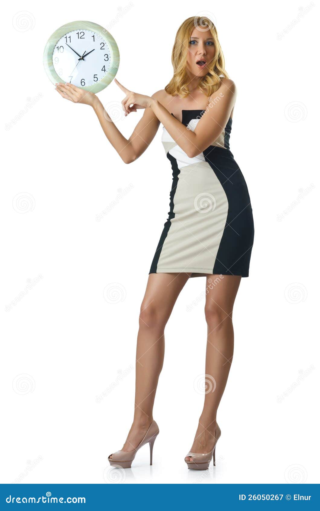 Woman with clock stock image. Image of girl, caucasian - 26050267