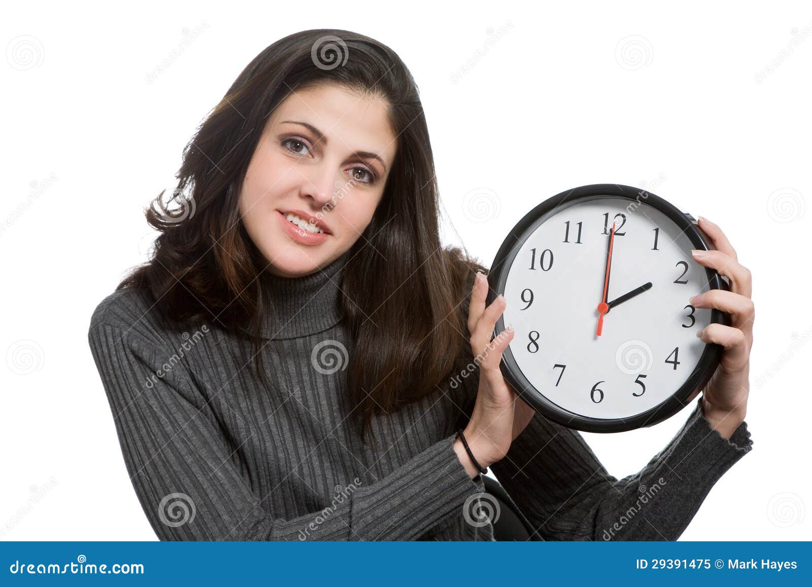 Woman with clock stock image. Image of time, woman, adjustment - 29391475