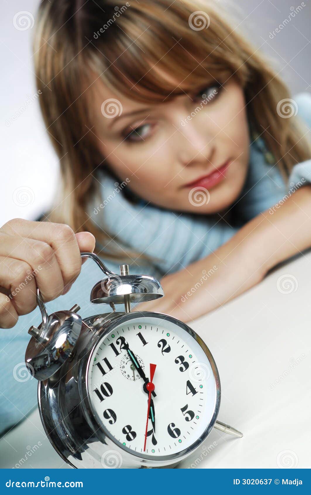 Woman with clock stock image. Image of girl, tiredness - 3020637