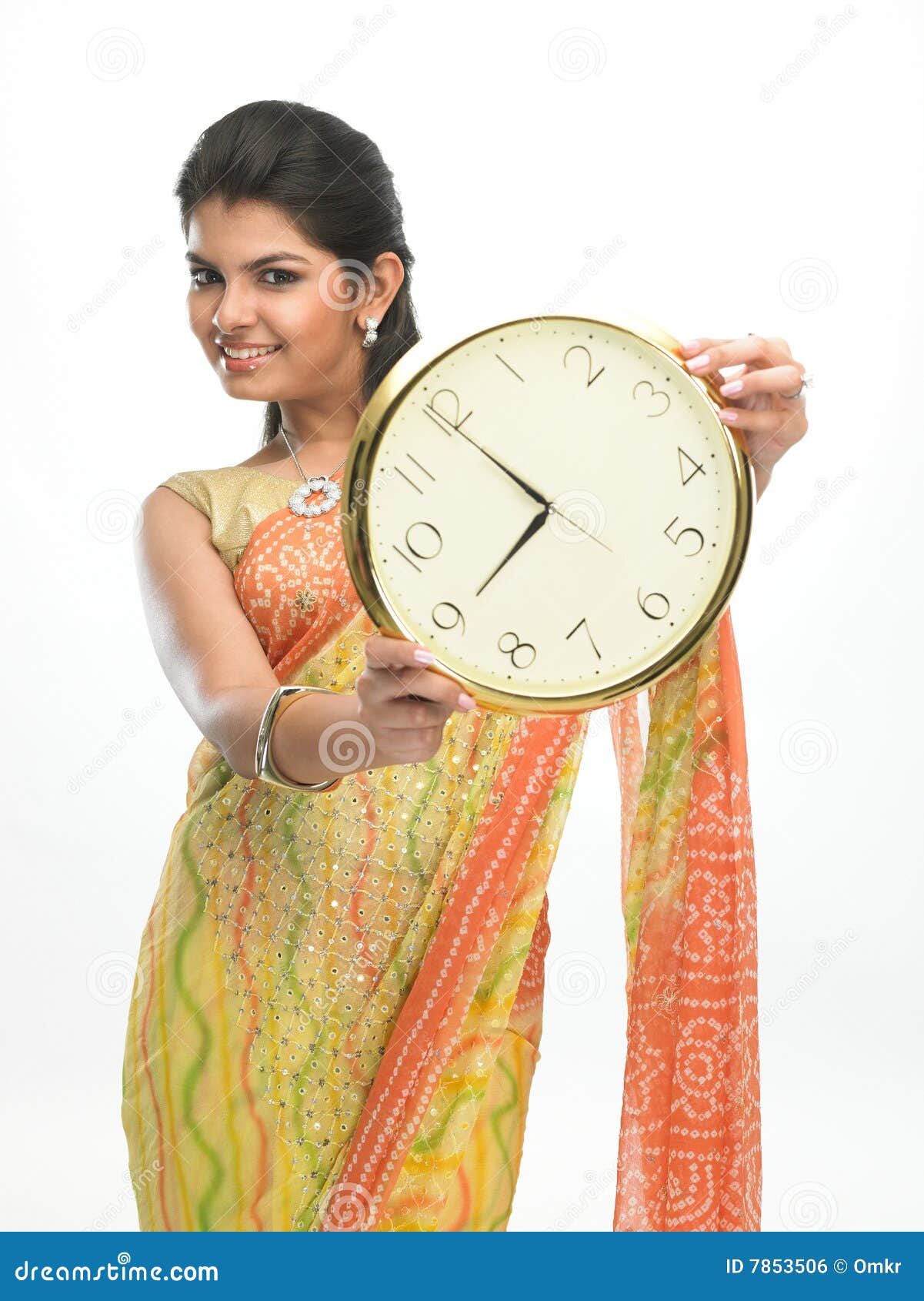 Woman with clock stock photo. Image of hours, fashion - 7853506