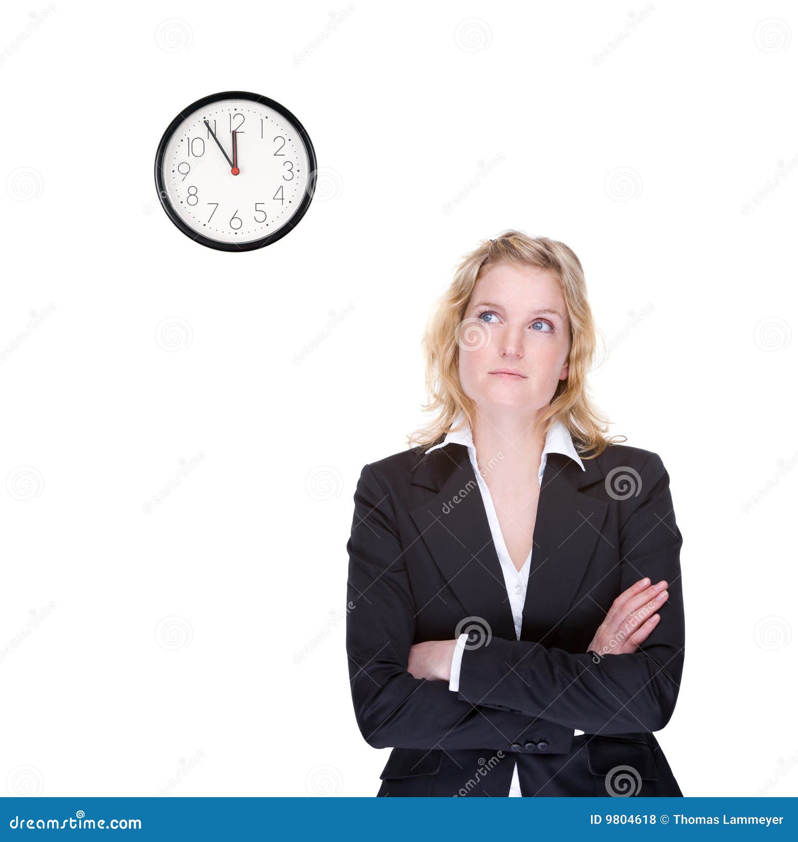 Woman with clock stock photo. Image of blouse, five, clock - 9804618