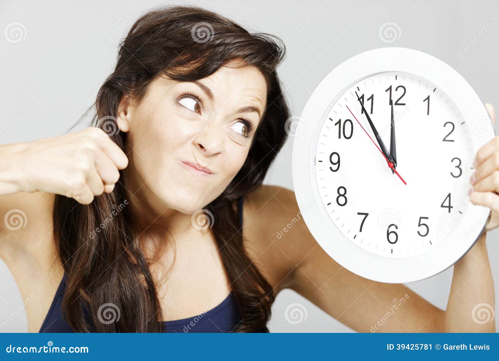Woman with clock stock image. Image of worried, cheerful - 39425781