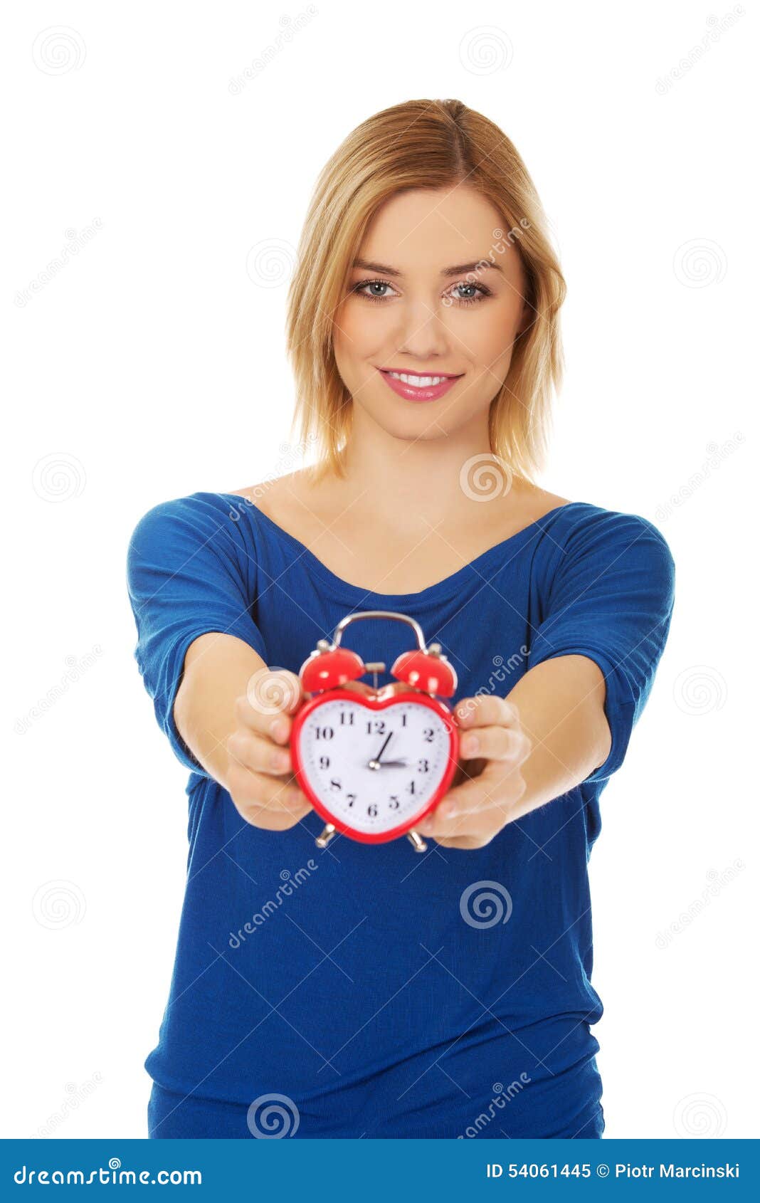 Woman with a clock. stock image. Image of morning, late - 54061445