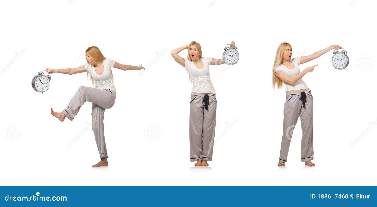 Woman with Clock Isolated on White Stock Photo - Image of clock, alarm ...