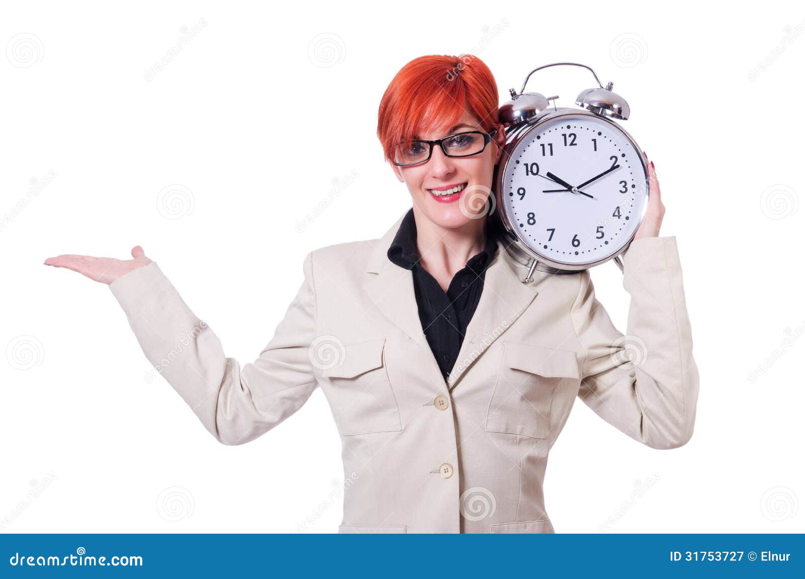 Woman with clock stock image. Image of businesswoman - 31753727