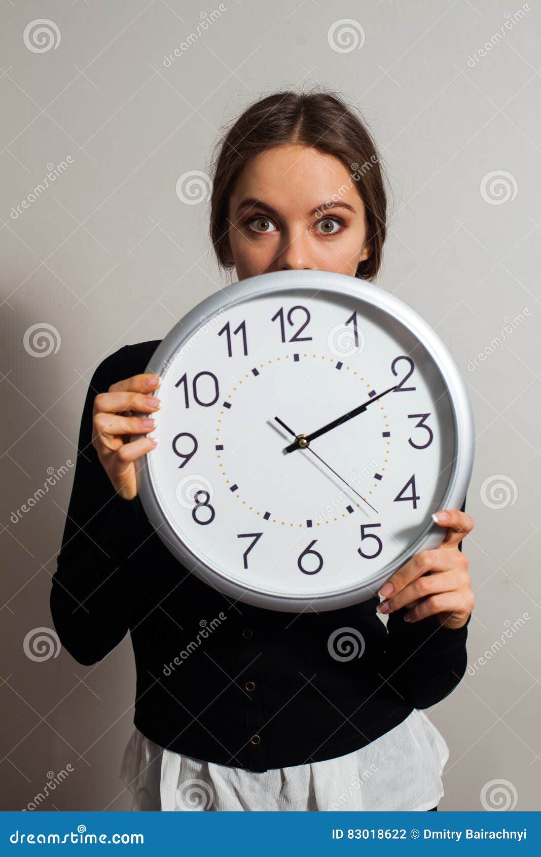 Woman with clock stock photo. Image of female, clock - 83018622
