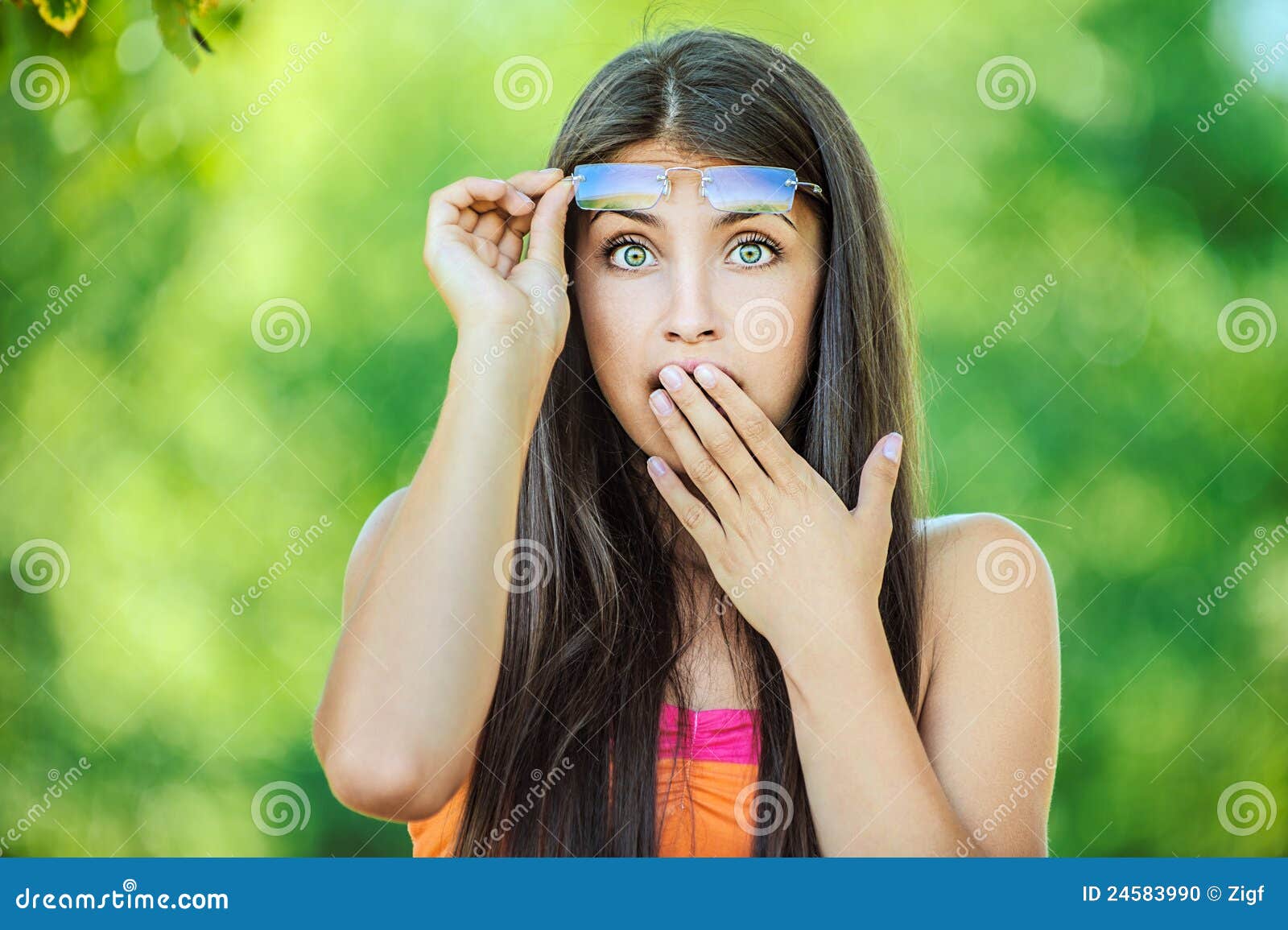 Woman Closes His Hand in Surprise Stock Photo - Image of dark, elegance ...