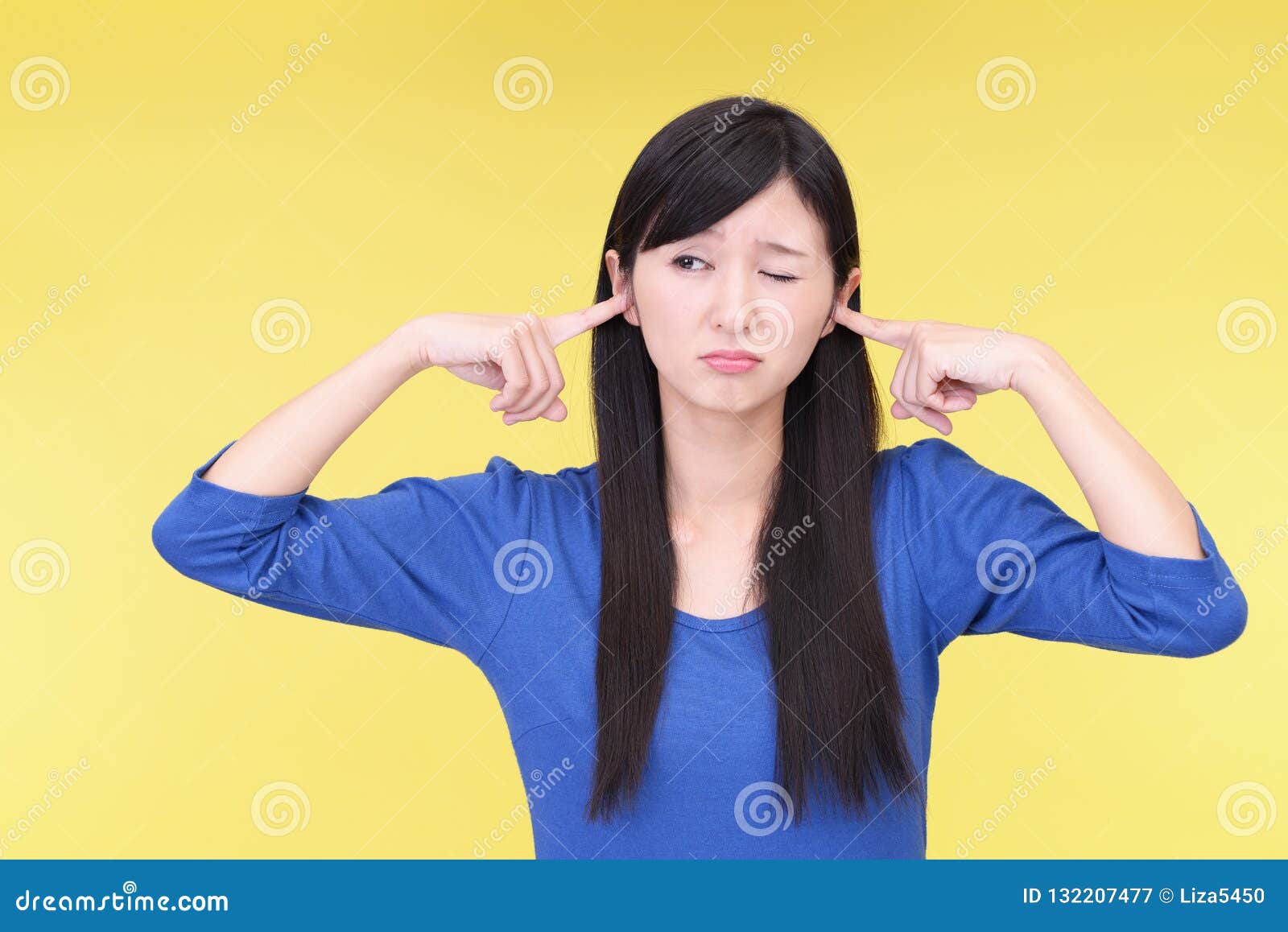 Woman closing ears. stock image. Image of anaerobic - 132207477