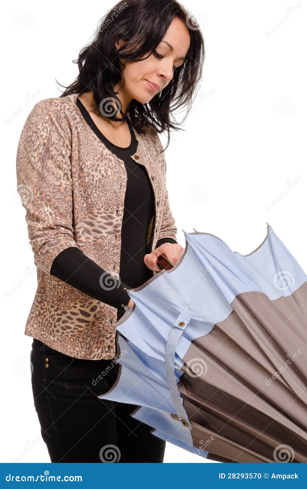 Woman Closing or Opening Her Stock Photo - Image of casual, lovely ...