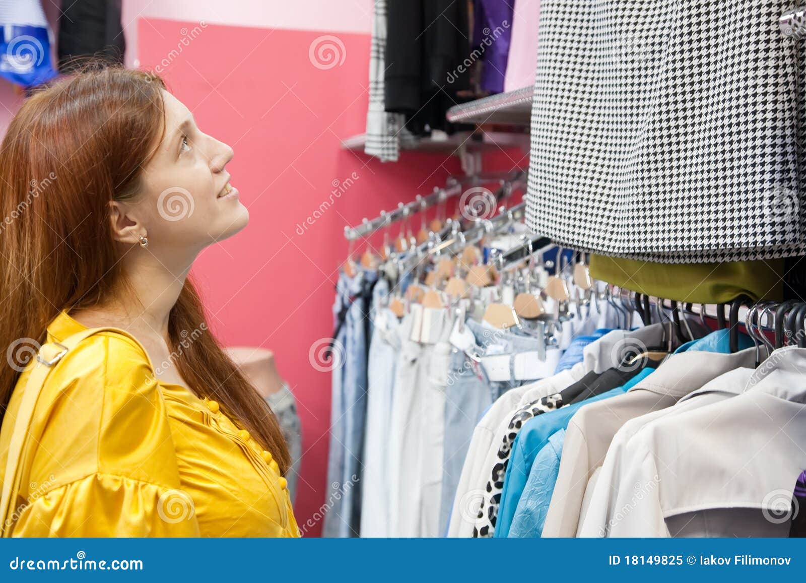 Woman at clothes shop stock image. Image of people, customer - 18149825