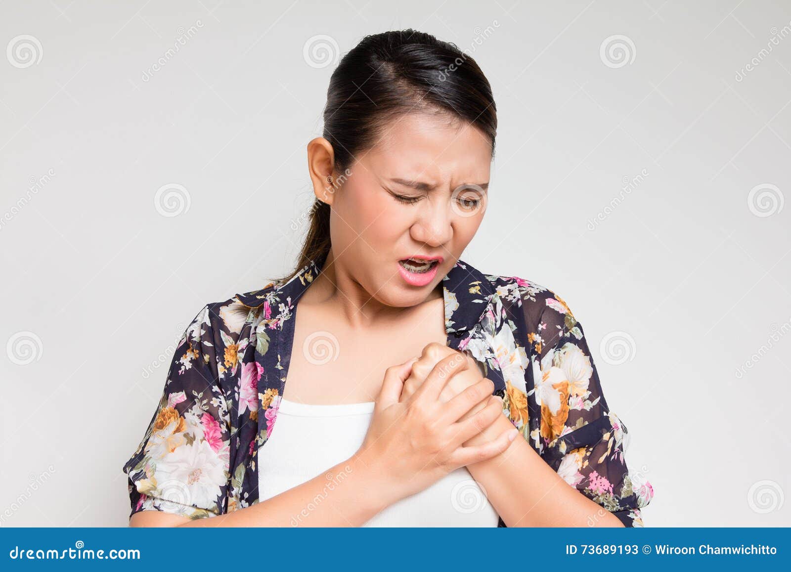 Woman is Clutching Her Chest Stock Image - Image of diseased, injury ...