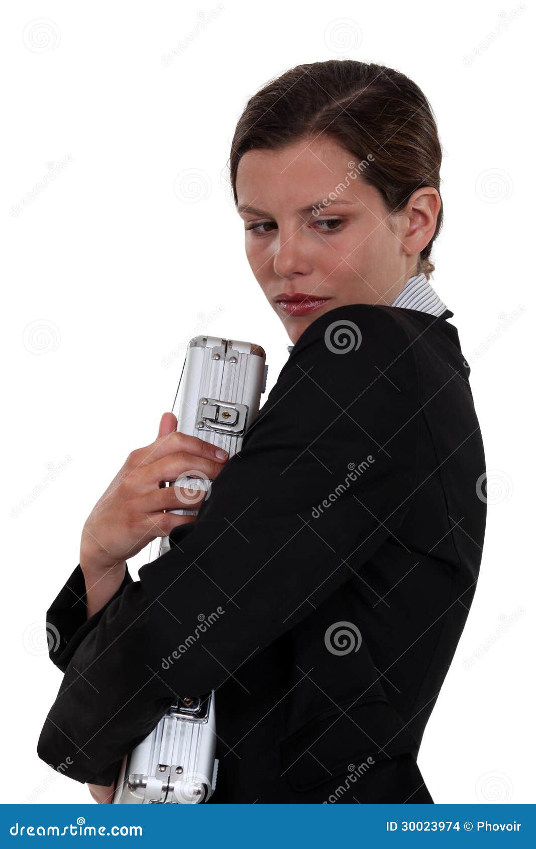 Woman clutching briefcase stock photo. Image of boss - 30023974