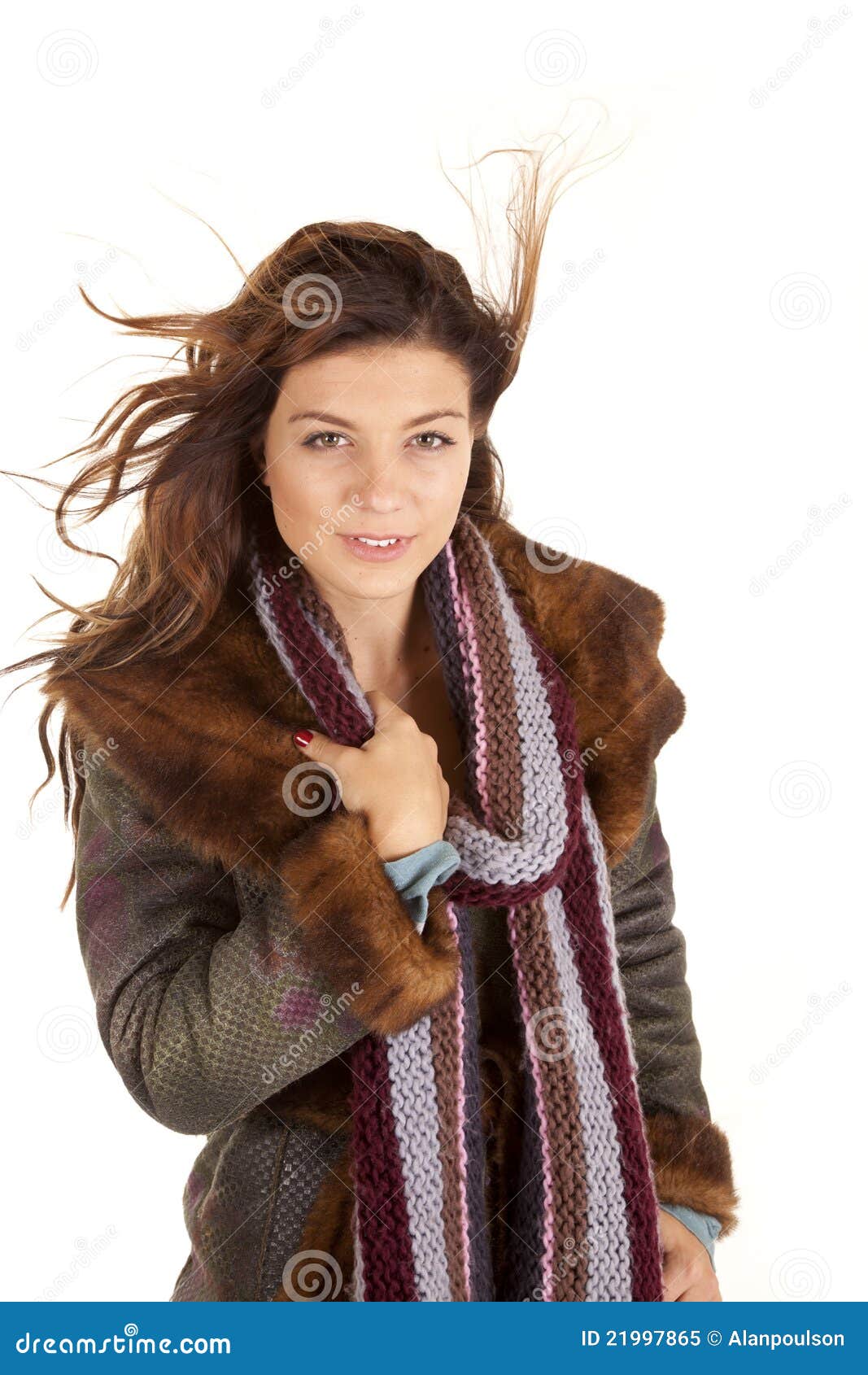Woman coat scarf wind stock image. Image of beautiful - 21997865