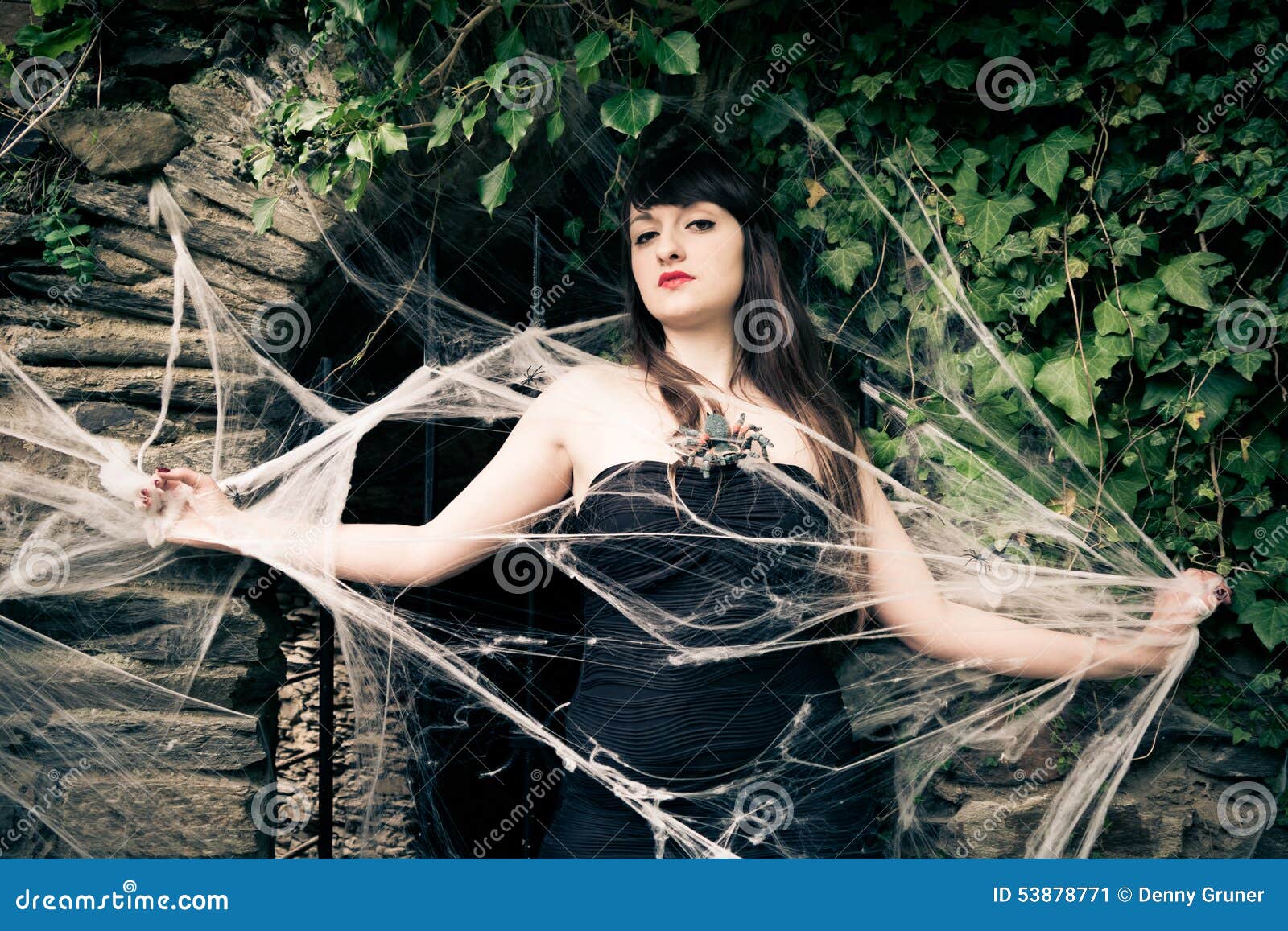 Woman in the cobweb stock image. Image of spider, black - 53878771