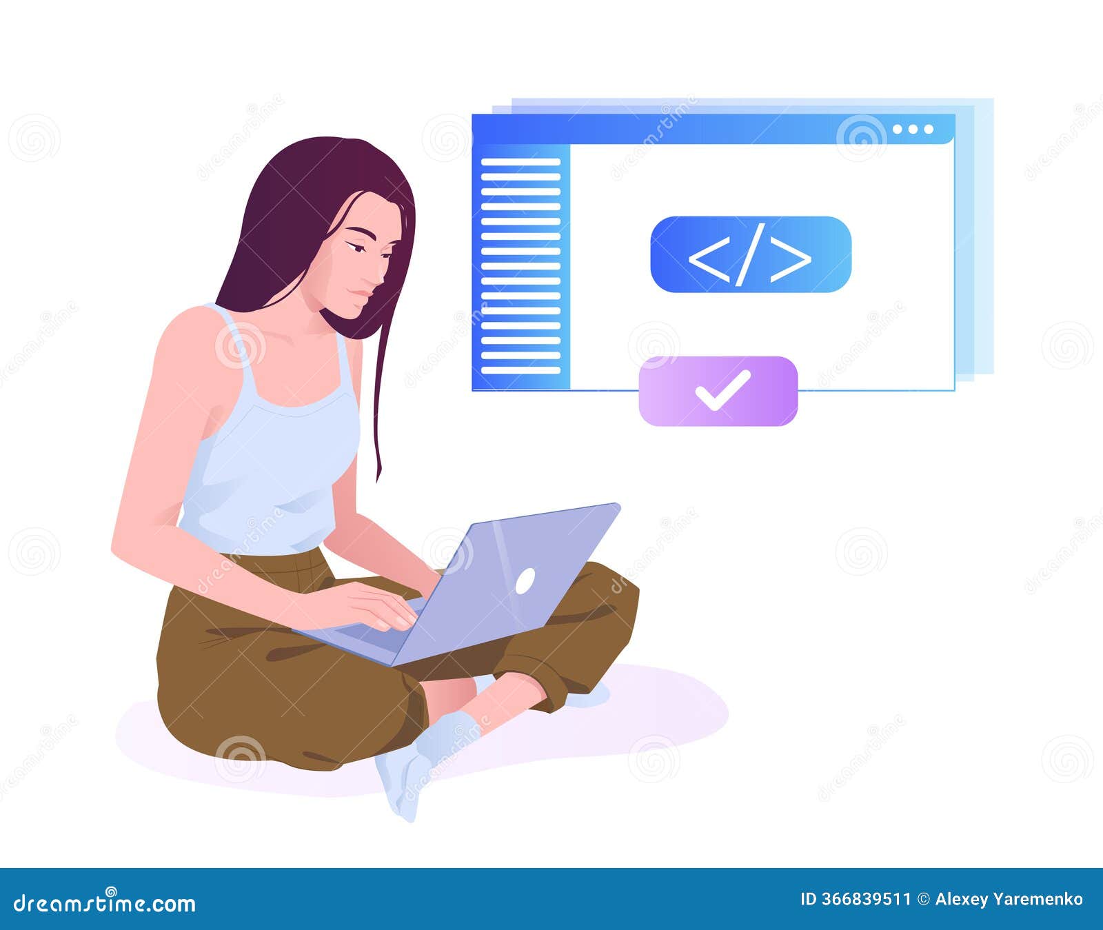 Woman Coding In Different Programming Languages. Programmer Work Cartoon Vector | CartoonDealer ...