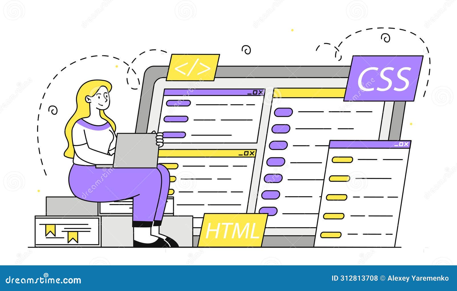 Woman with Coding Vector Simple Stock Vector - Illustration of ...