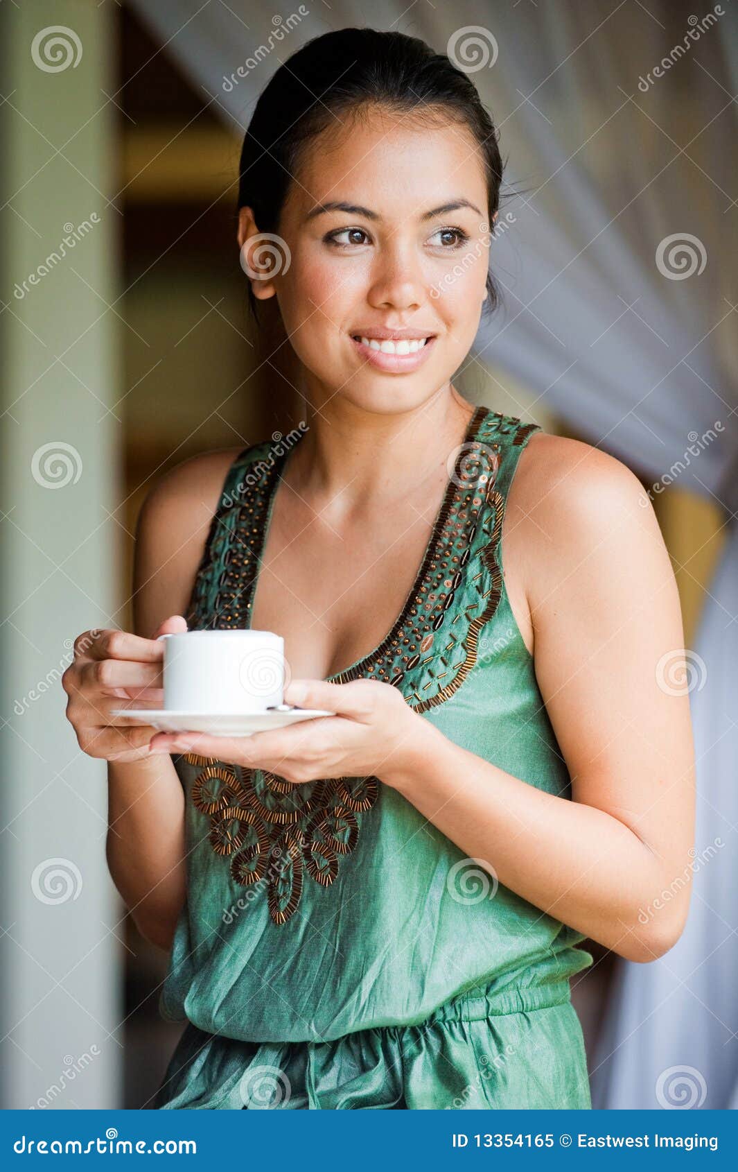 Woman with Coffee stock image. Image of lady, happy, sitting - 13354165