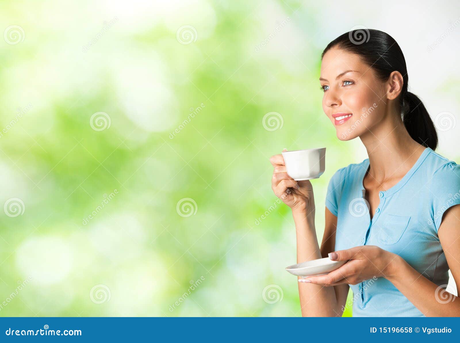 Woman with coffee stock photo. Image of hand, european - 15196658