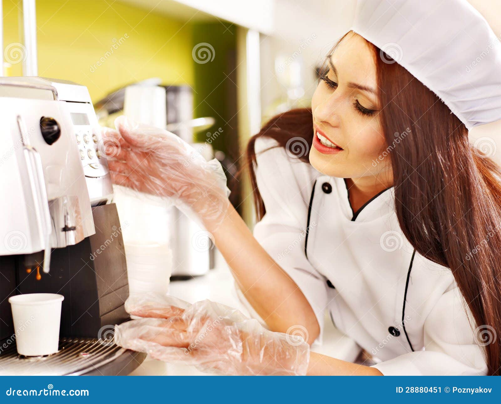 Woman with coffee machine. stock image. Image of coffee - 28880451