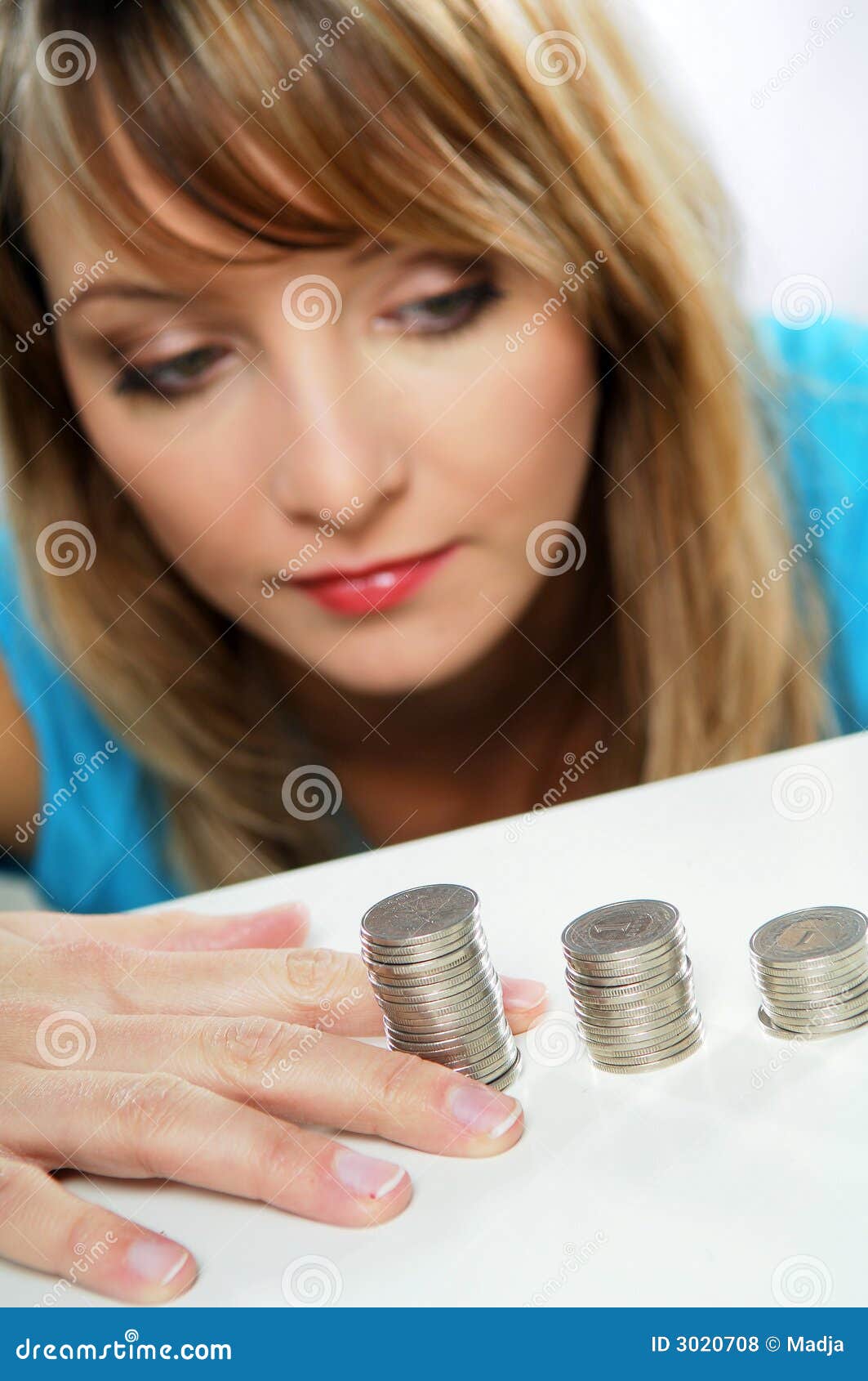 Woman with coins stock photo. Image of businesswoman, saving - 3020708