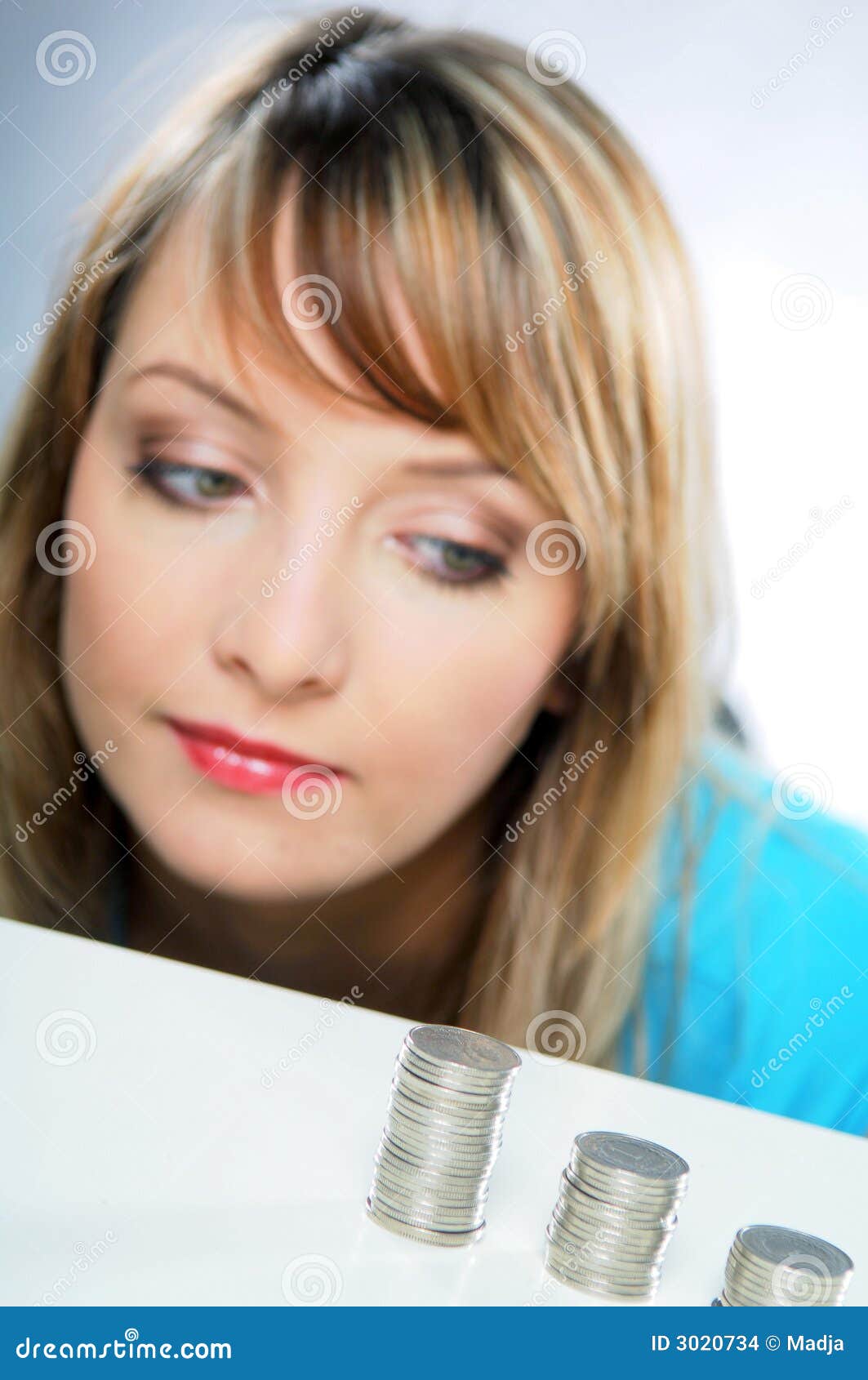 Woman with coins stock photo. Image of saving, fiscal - 3020734