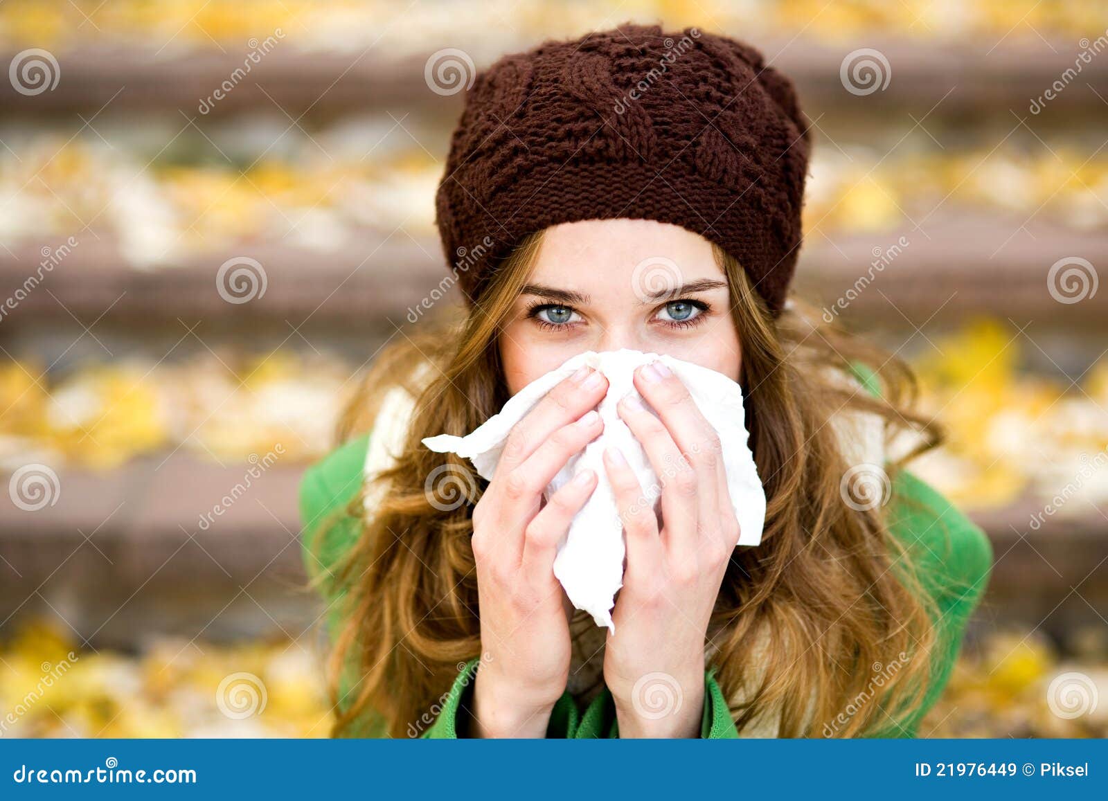 Woman with a cold stock image. Image of nature, infection - 21976449