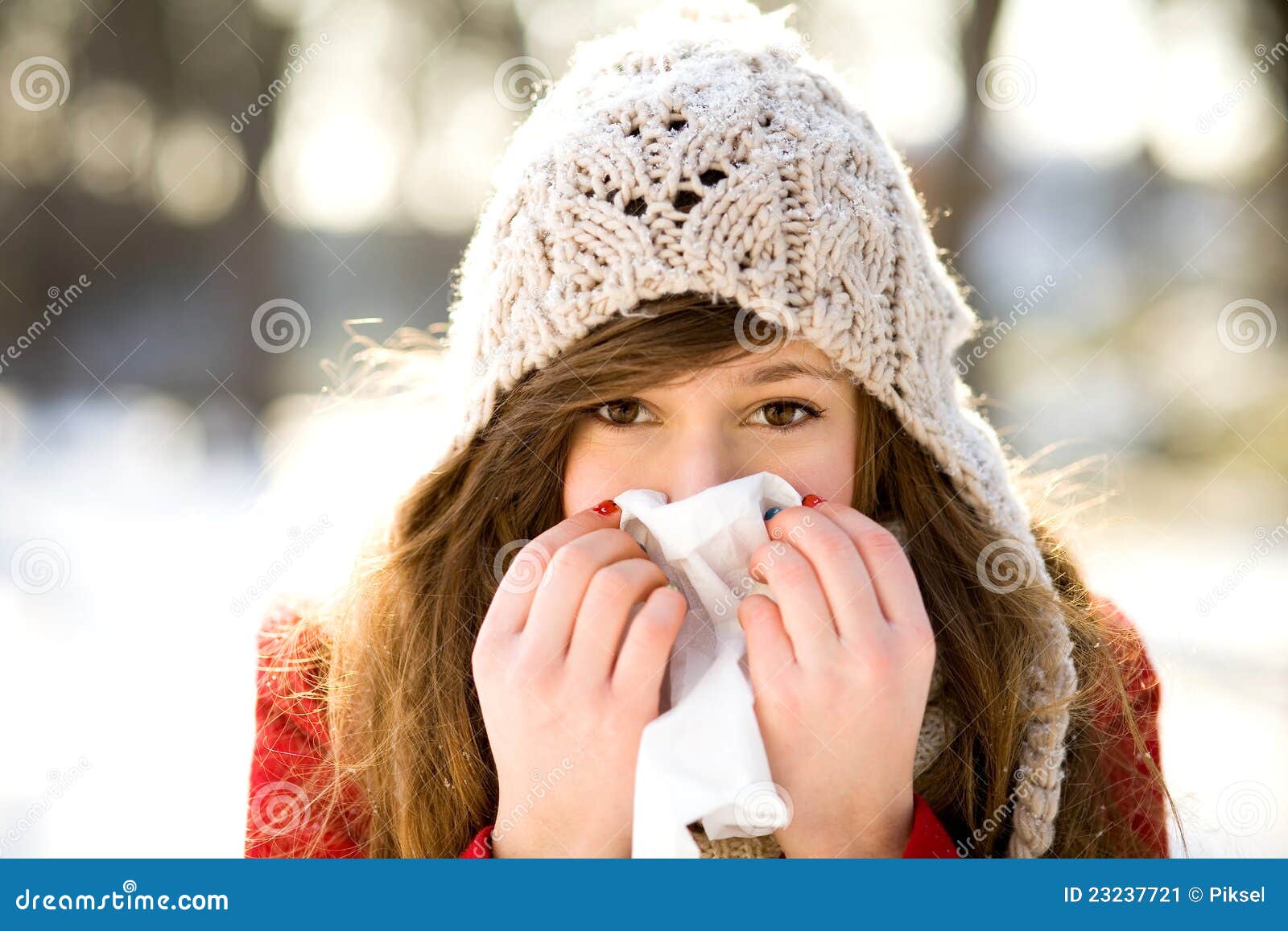 Woman with a cold stock image. Image of nose, holding - 23237721