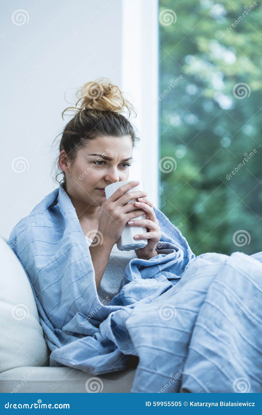 Woman with Cold Drinking Tea Stock Image - Image of drinking, caucasian ...