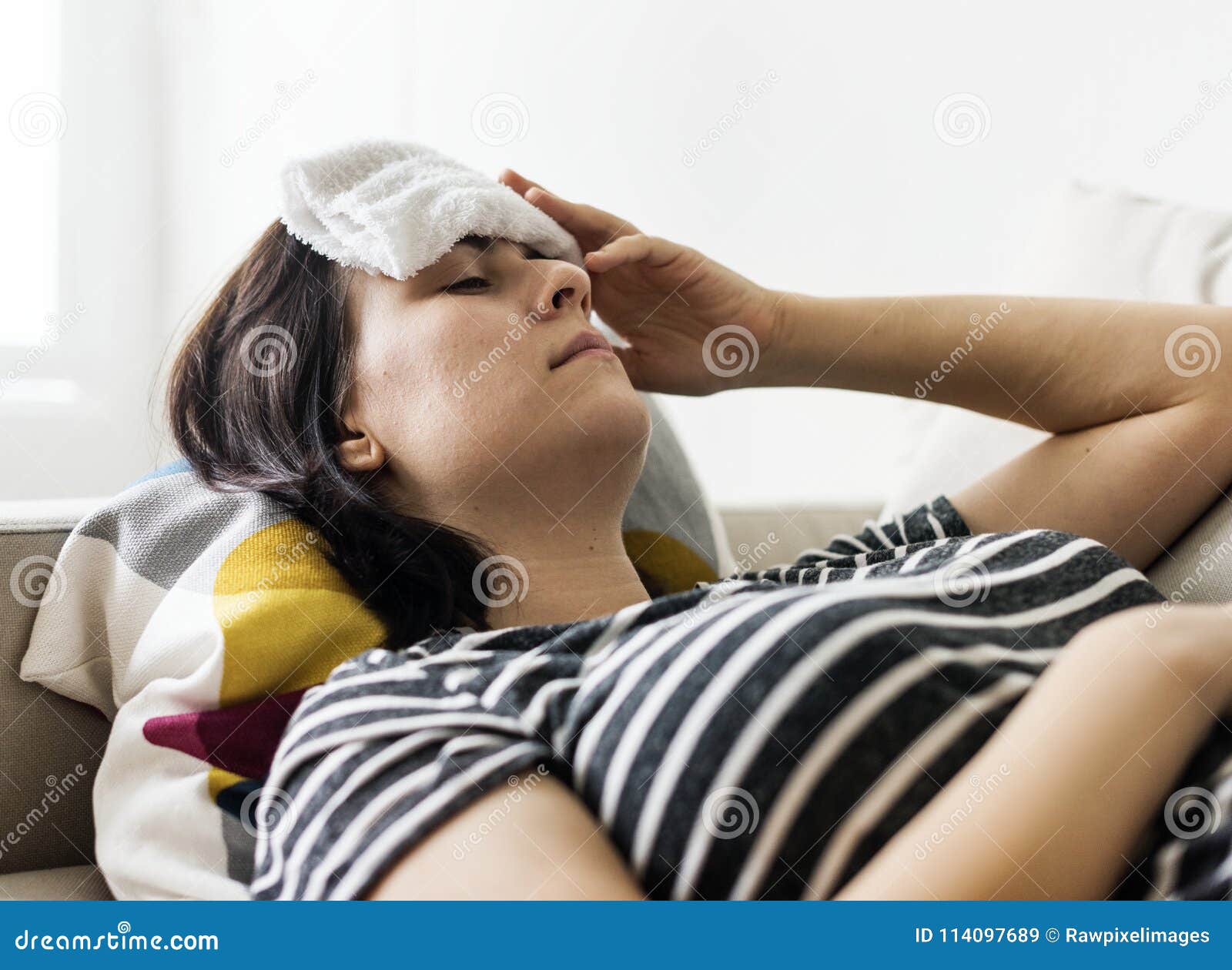 Woman with a Cold and High Fever Stock Image - Image of infection ...