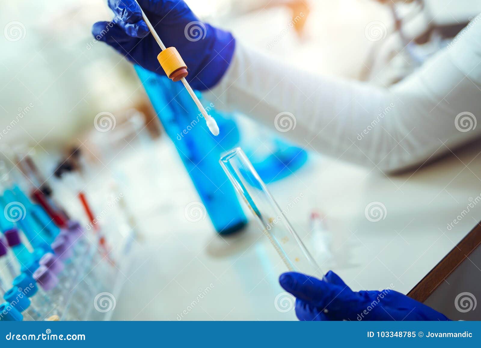 Woman Collects Forensic DNA Sample Stick Stock Image - Image of girl ...
