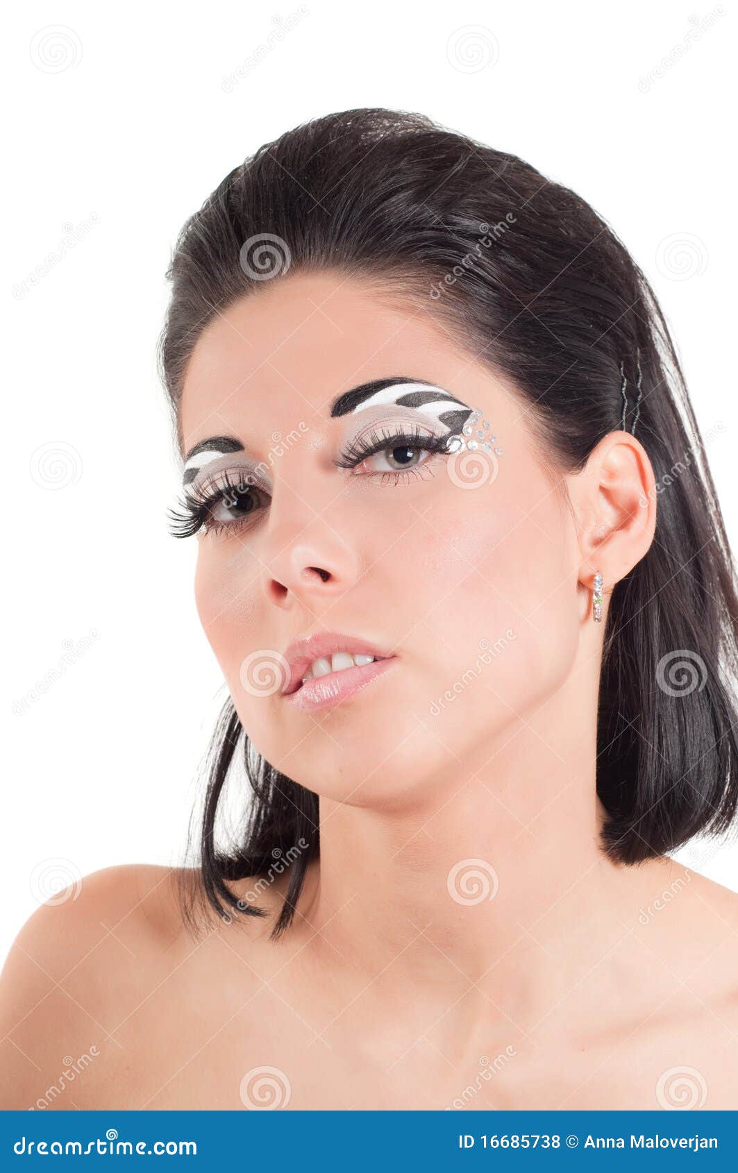 Woman with color face art stock photo. Image of pretty - 16685738