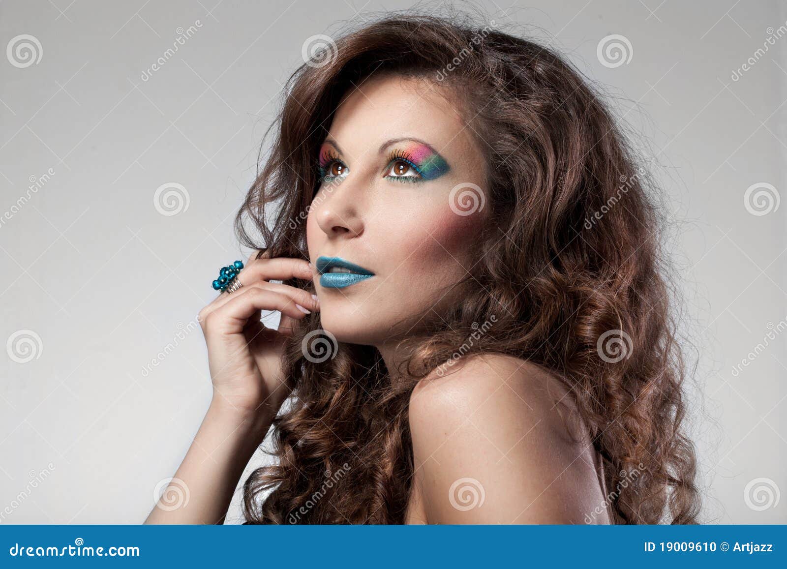 Woman with color make-up stock photo. Image of people - 19009610