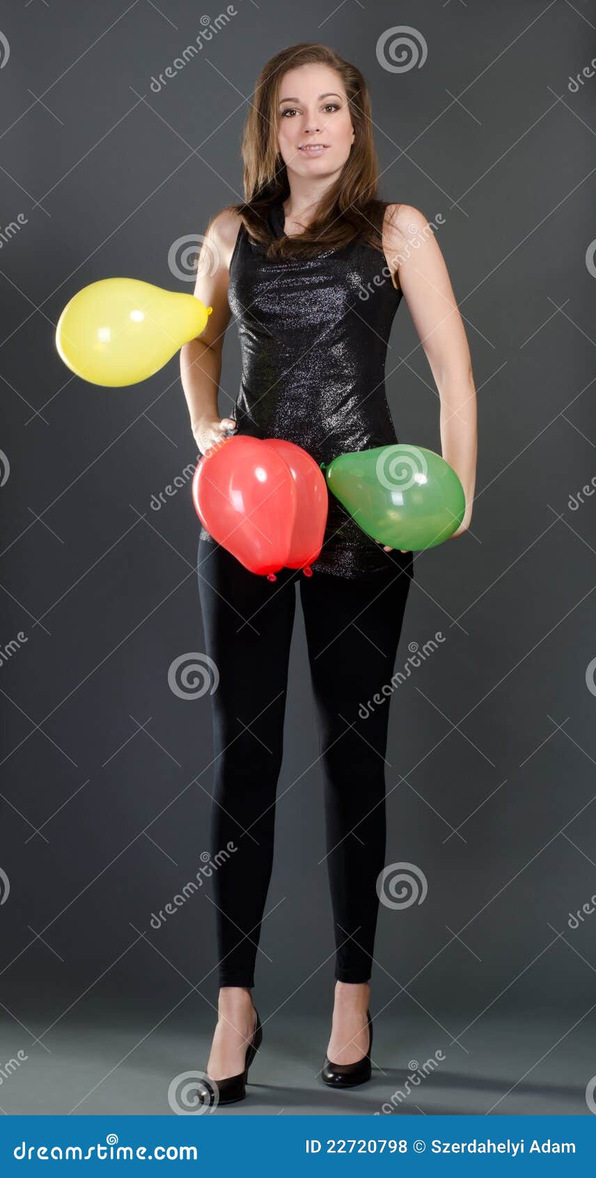 Woman with Colorful Balloons Stock Photo - Image of camera, elegance ...
