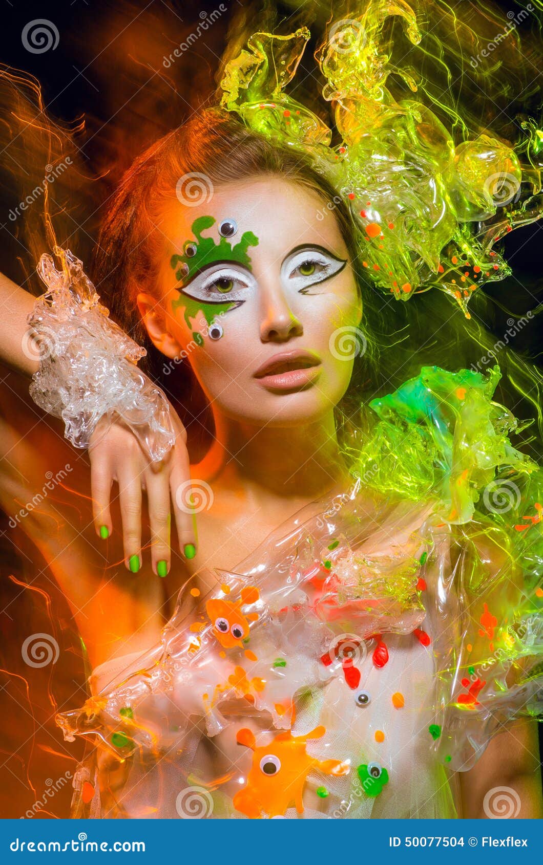 Woman with colorful makeup stock photo. Image of makeup - 50077504