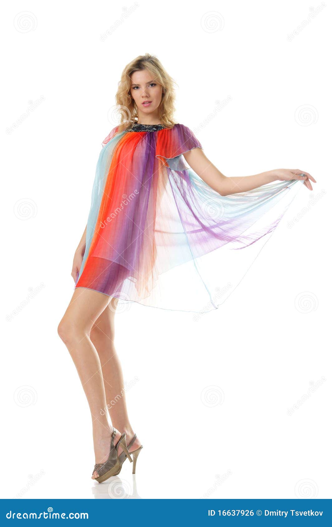 Woman in Colourful Dress Dancing Stock Photo - Image of nightlife ...