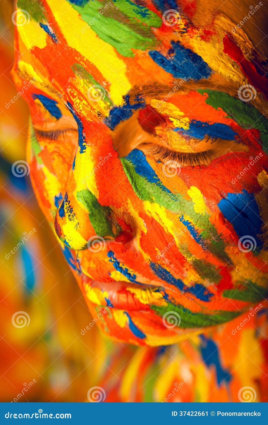 Woman in Colourful Paint on Skin Stock Image - Image of attractive ...