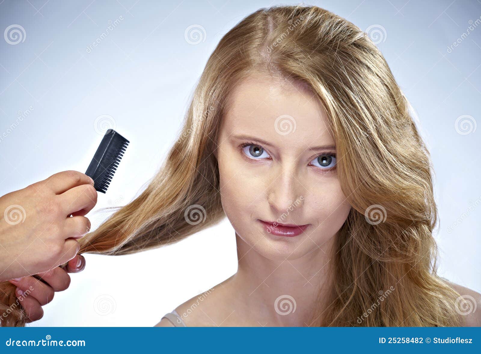 Woman with comb stock photo. Image of face, fashion, hairstyle - 25258482