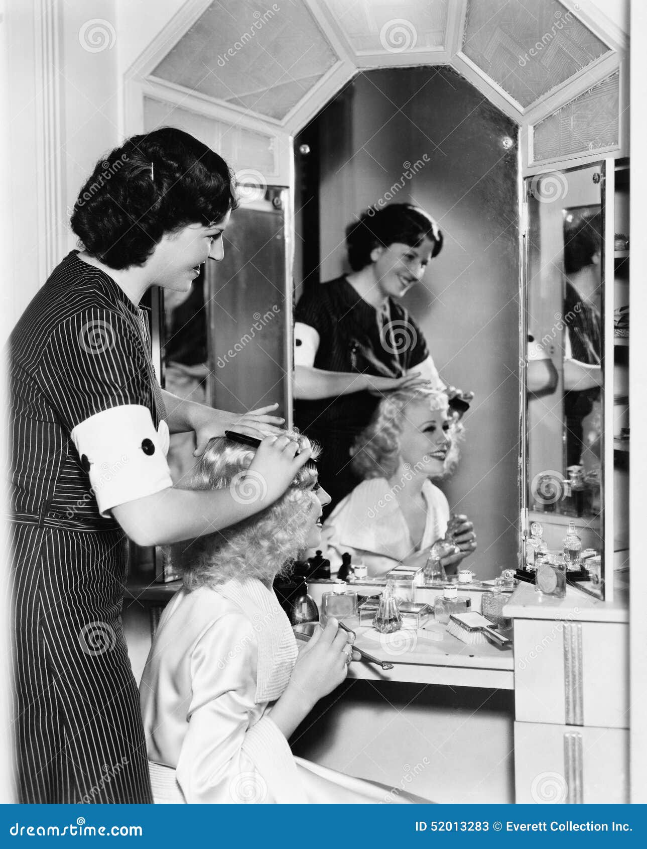 Woman Combing Another Womans Hair Stock Image - Image of comb, bygone ...