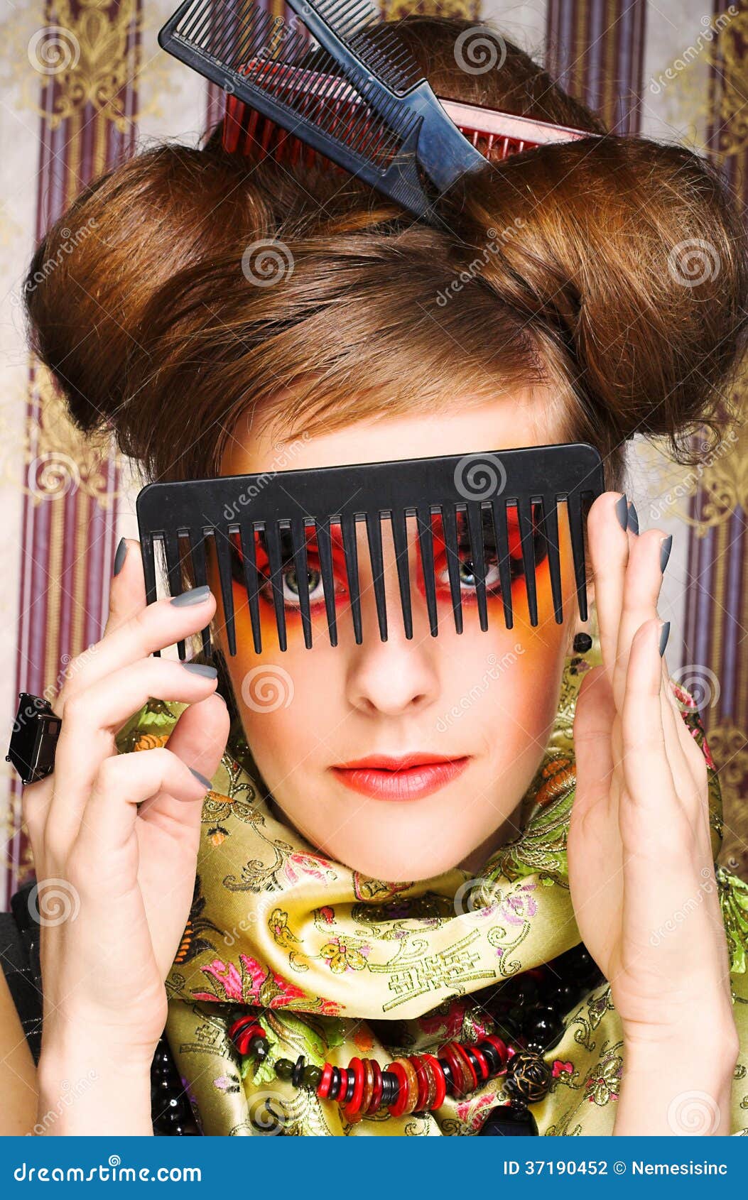 Woman with combs. stock photo. Image of beautiful, magic - 37190452