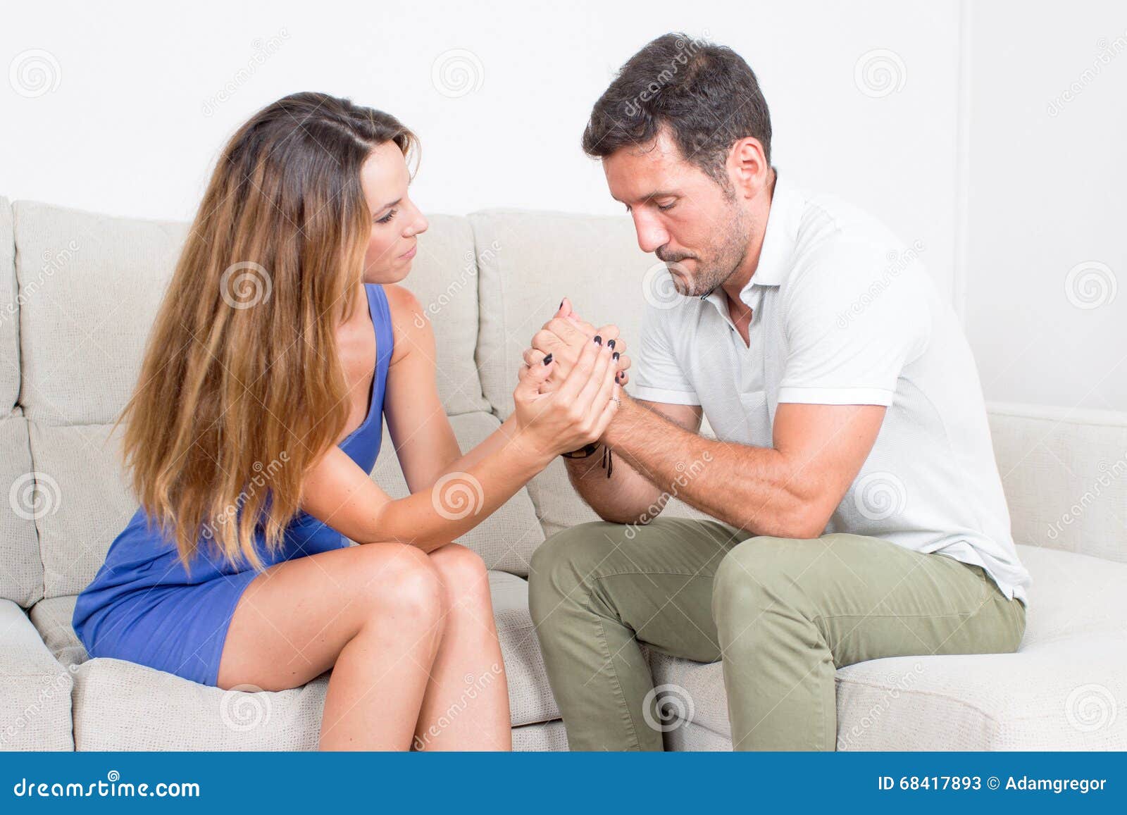 Woman comforts man stock image. Image of comfort, wife - 68417893