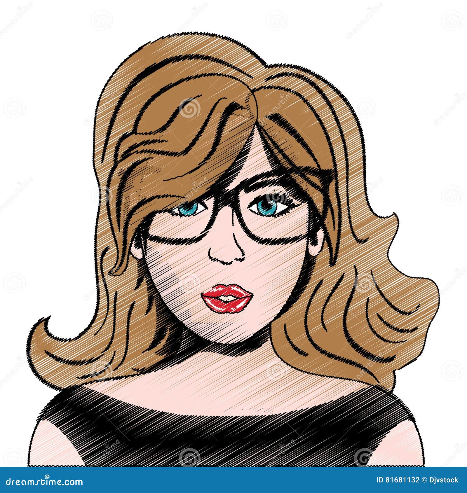 Woman comic face stock vector. Illustration of lady, caucasian - 81681132