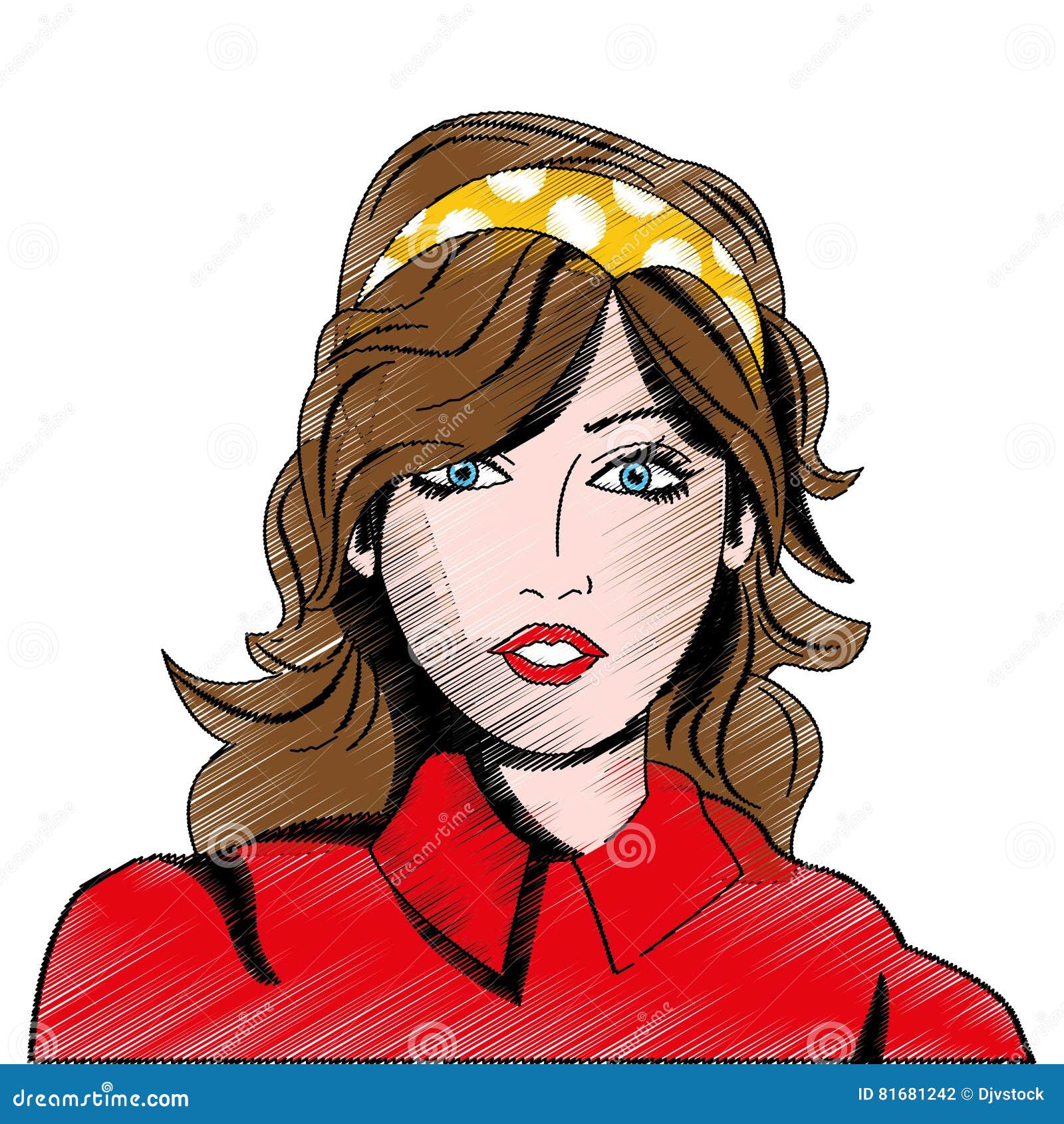 Woman comic face stock vector. Illustration of look, hand - 81681242