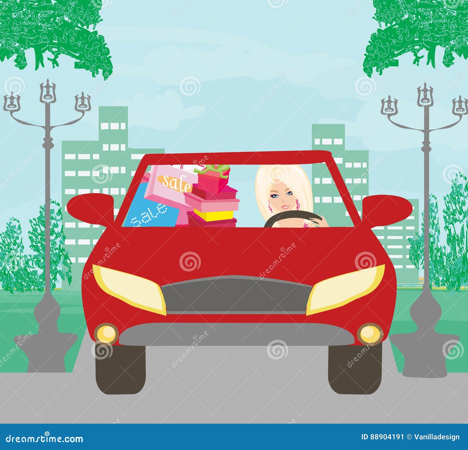 Woman Coming Back from Shopping Stock Vector - Illustration of bags ...