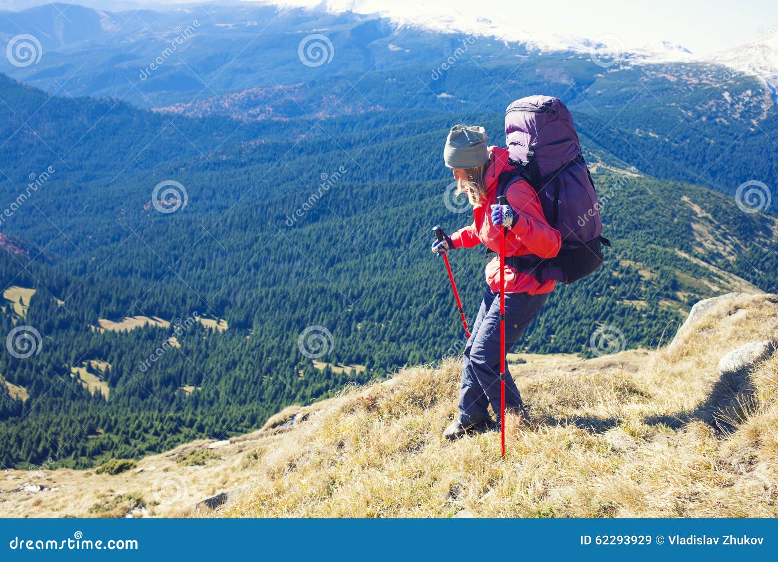 The Woman Coming Down the Mountain. Stock Image - Image of health ...
