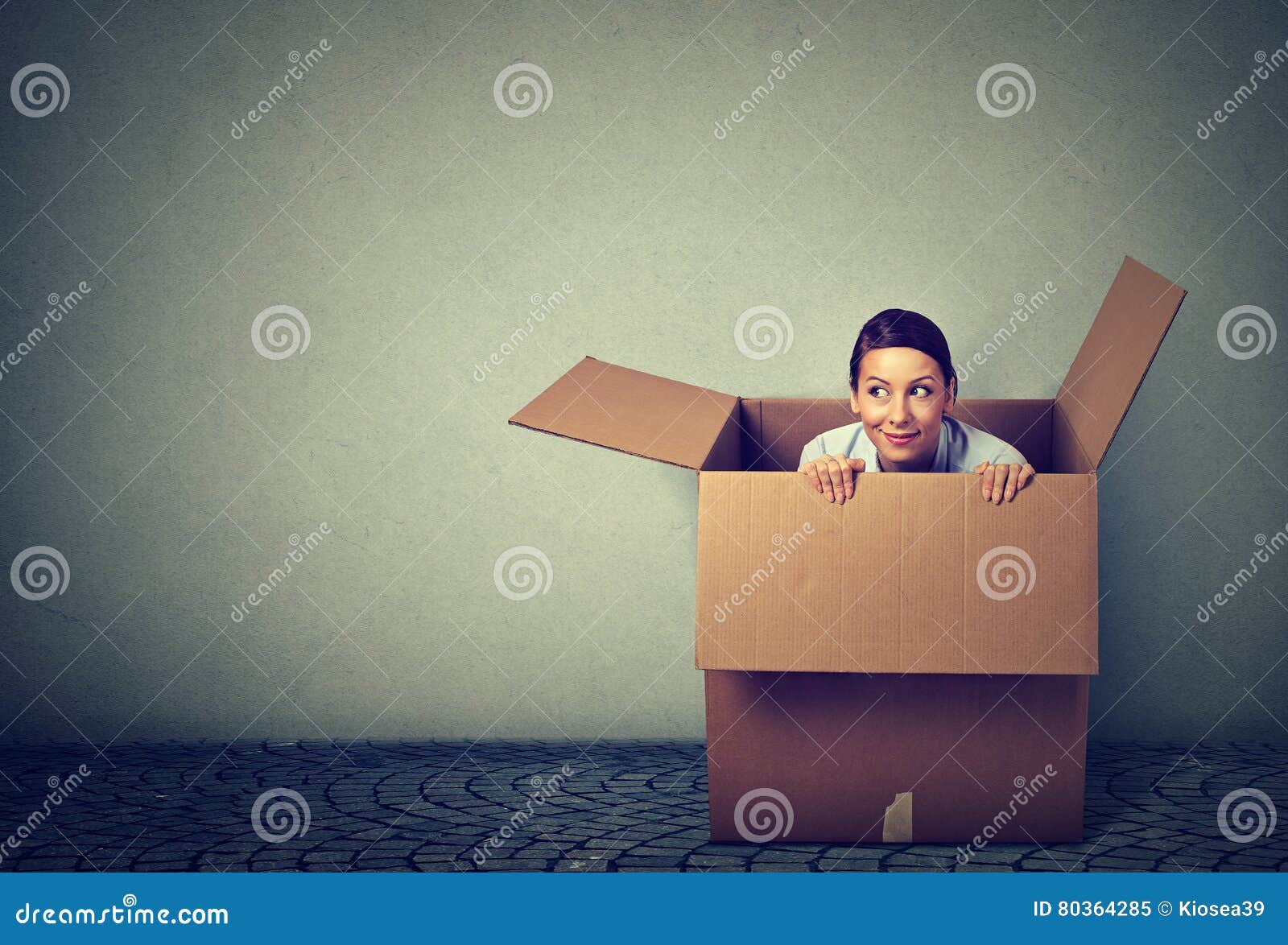 Woman Coming Out from a Box Stock Image - Image of block, creative ...